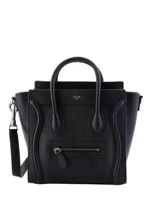 Celine Luggage Grainy Leather Nano Crossbody Bag - Black