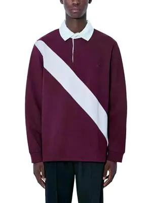WALES BONNER Diagonal-stripe Long-sleeve Polo Shirt - Red