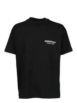 ESSENTIALS Logo-embroidered Classic-fit T-shirt - Black