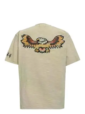 BREATH Eagle-patch V-neck T-shirt - Neutrals
