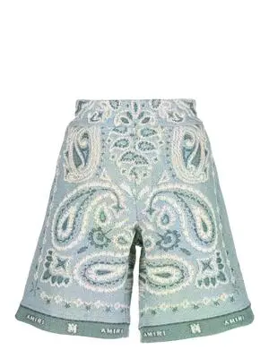 Amiri Paisley-embroidered Shorts - Blue