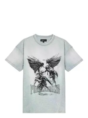 PURPLE BRAND Fight-print Cotton T-shirt - Grey