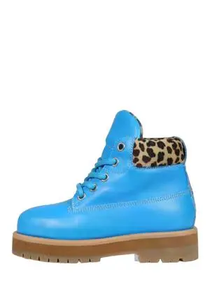PDF Strada Low Leopard-print Boots - Blue