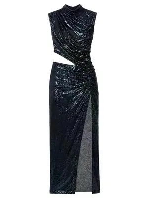 AMAZUIN Sequin-embroidered Asymmetrical Maxi Dress - Blue