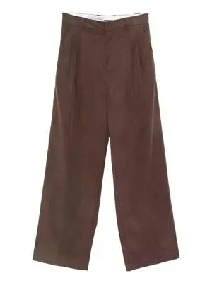 WHITE SAND Pleated Wide-leg Trousers - Brown