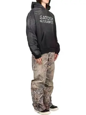 SATOSHI NAKAMOTO Padded Logo-print Hoodie - Black