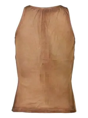 LA MASKARADE Distressed Logo-print Tank Top - Brown