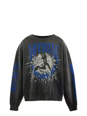 SAINT MXXXXXX Distressed Graphic-print Sweatshirt - Grey