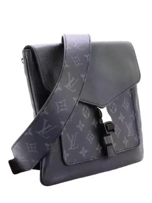 LOUIS VUITTON Outdoor Flap Messenger Monogram Taigarama Crossbody Bag - Black