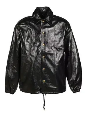 WILLY CHAVARRIA Leather Coach Jacket - Black