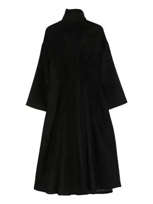Emporio Armani High-neck Ruched-waist Coat - Black