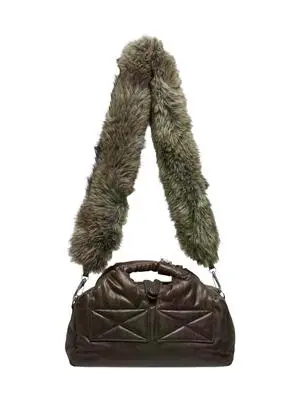 OPEN YY Faux-fur Strap Tote Bag - Brown
