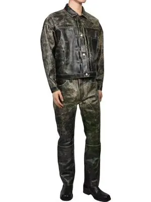 SAINT MXXXXXX Distressed Leather Jacket - Black