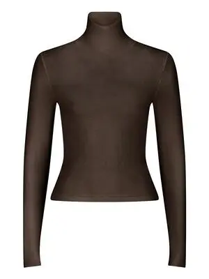LOVE AND NOSTALGIA Secret Agent Rib Turtleneck Top Espresso - Brown