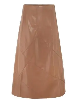 PROFILE NYC Leather Seam Skirt - Brown