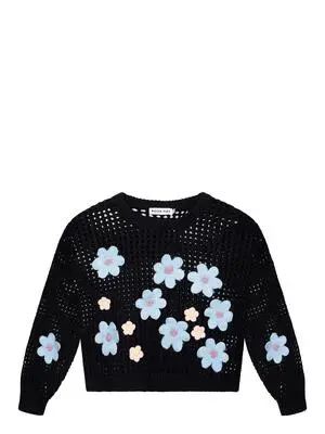 SOUR FIGS Daisy Detail Knit Jumper - Black