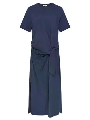 Rag & Bone Knot-detail Side-slit Midi Dress - Blue