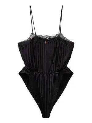 Versace Lace-trim Jacquard Silk Body - Black