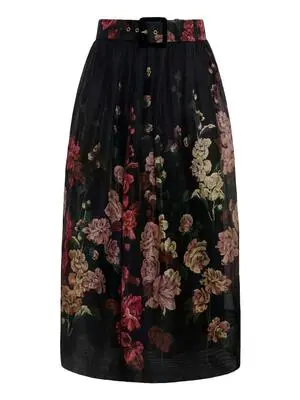 Cara Cara Alba Floral-print Midi Skirt - Black
