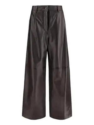 PAROSH Leather Trousers - Brown