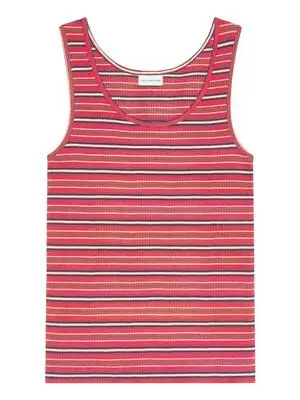 Dries Van Noten Striped Ribbed Cotton Tank Top - Red