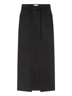 Dries Van Noten Overdyed Twill Long Skirt - Black