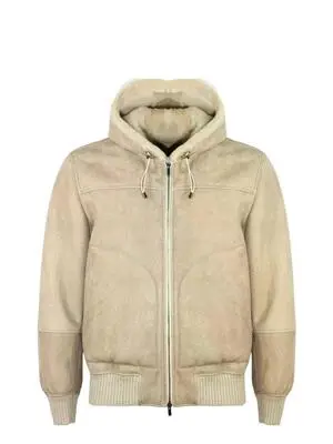 VOLFAGLI FIRENZE Suede Hooded Jacket - Neutrals