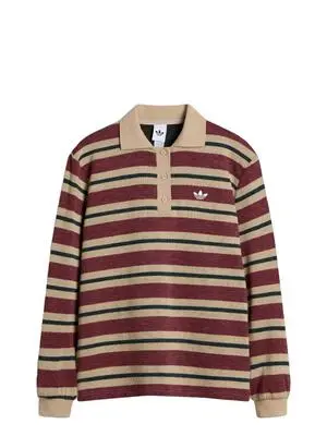 Adidas Striped Polo Knit Jumper - Shadow Red