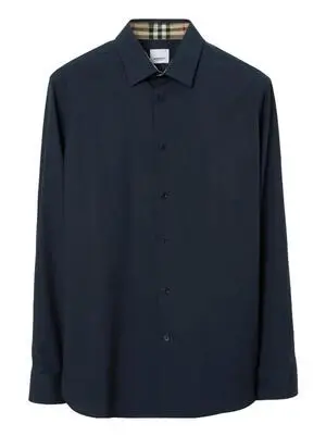 Burberry Classic Fit Stretch Cotton Shirt - Navy