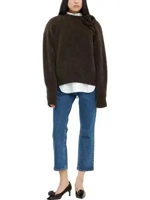 ROTATE BY BIRGER CHRISTENSEN Alpaca And Wool Blend Floral Jumper - Brown