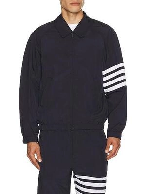 Thom Browne Zip Front Raglan Coach Jacket - Navy