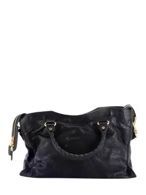 Balenciaga City Giant Studs Leather Satchel - Black