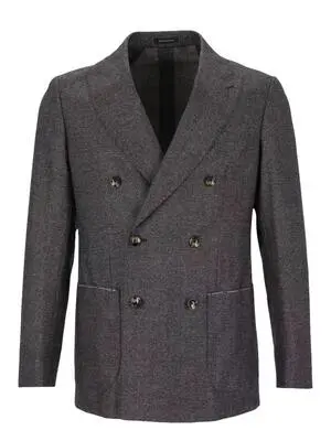 AL DUCA D’AOSTA 1902 Double-breasted Herringbone Wool Suit - Grey