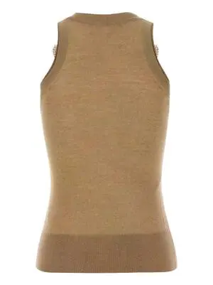 Ermanno Scervino Lace-embellished Bead-detailed Vest Neutrals