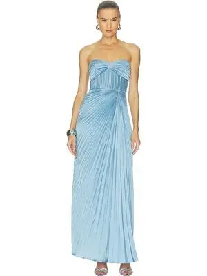 AMUR Joyceann Sweetheart Plissé Gown - Blue