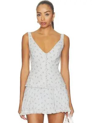 MIRROR PALAIS Silk Floral Vest Top - Blue