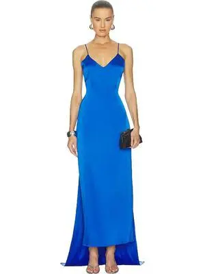 Alejandra Alonso Rojas Fitted Sheath Dress With Removable Train - Blue