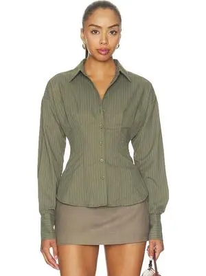 ALL THE WAYS Jeyne Button Up Top - Olive