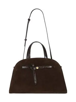 Tory Burch Romy Suede Bauletto Bag - Chocolate