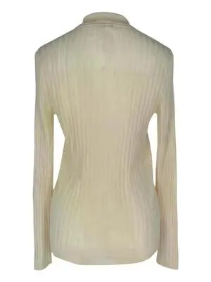 A.p.c. Ribbed-knit Long-sleeve Polo Shirt - Neutrals