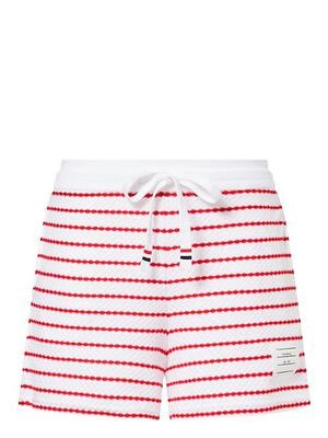 Thom Browne Striped Knitted Cotton Shorts - White/red
