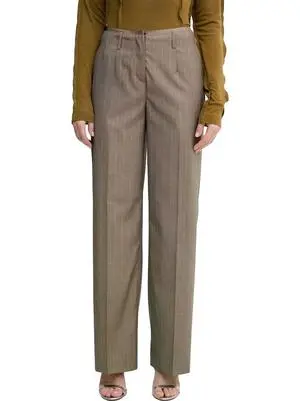 Sisley Pinstriped Tailored Trousers - Brown