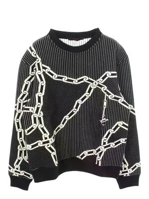 LOUIS VUITTON 2010s Chain-print Quilted Sweater - Black