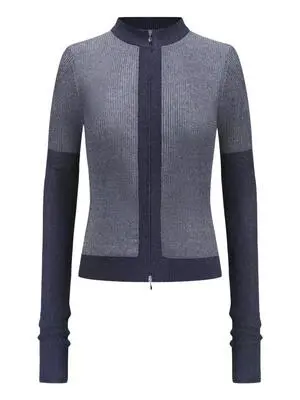 OUDE WAAG Metallic Ribbed-knit Cardigan - Blue