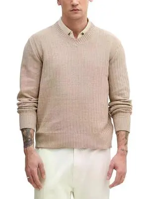 Sisley Ribbed-knit V-neck Pullover - Neutrals