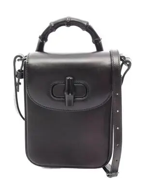 Gucci Mini Calfskin Bamboo Top Handle Satchel - Black