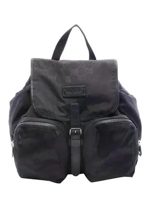 Gucci Gg Nylon Double Front Pocket Backpack - Black