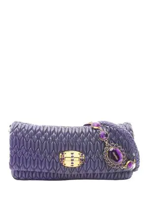 Miu Miu Nappa Crystal Matelassé Clutch Bag - Purple