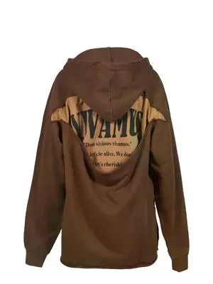 VIVAMUS Distressed Logo-patch Hoodie - Brown