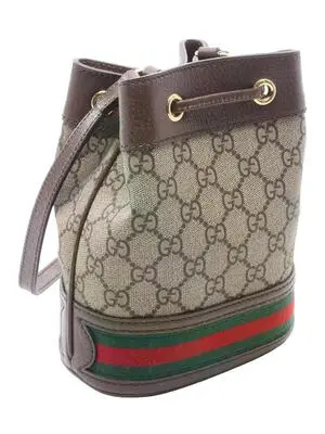 Gucci Gg Supreme Web Ophidia Bucket Bag - Neutrals
